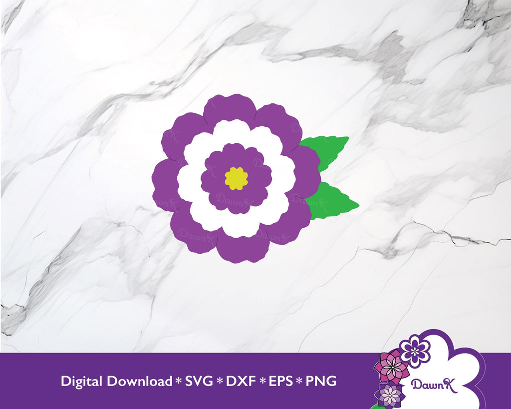 Crinkle Flower SVG - Purple and White | Dawn K Designs - So Fontsy