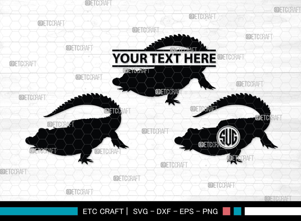 Crocodile Monogram, Crocodile Silhouette, Crocodile SVG, Caiman Svg ...