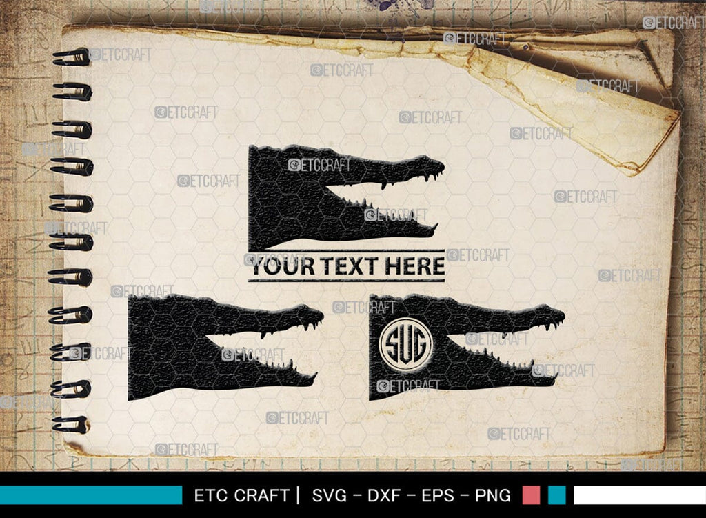 Crocodile Monogram, Crocodile Silhouette, Crocodile SVG, Caiman Svg ...