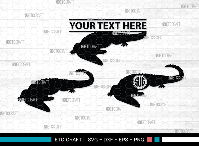 Crocodile Monogram, Crocodile Silhouette, Crocodile SVG, Caiman Svg ...