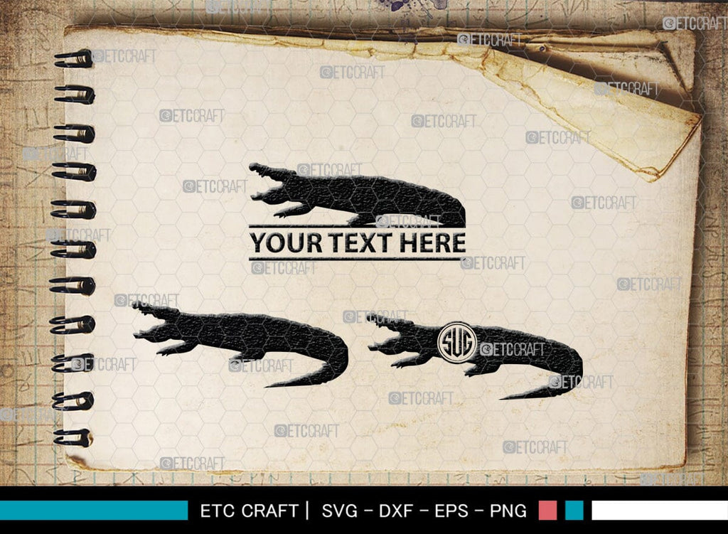 Crocodile Monogram, Crocodile Silhouette, Crocodile SVG, Caiman Svg ...
