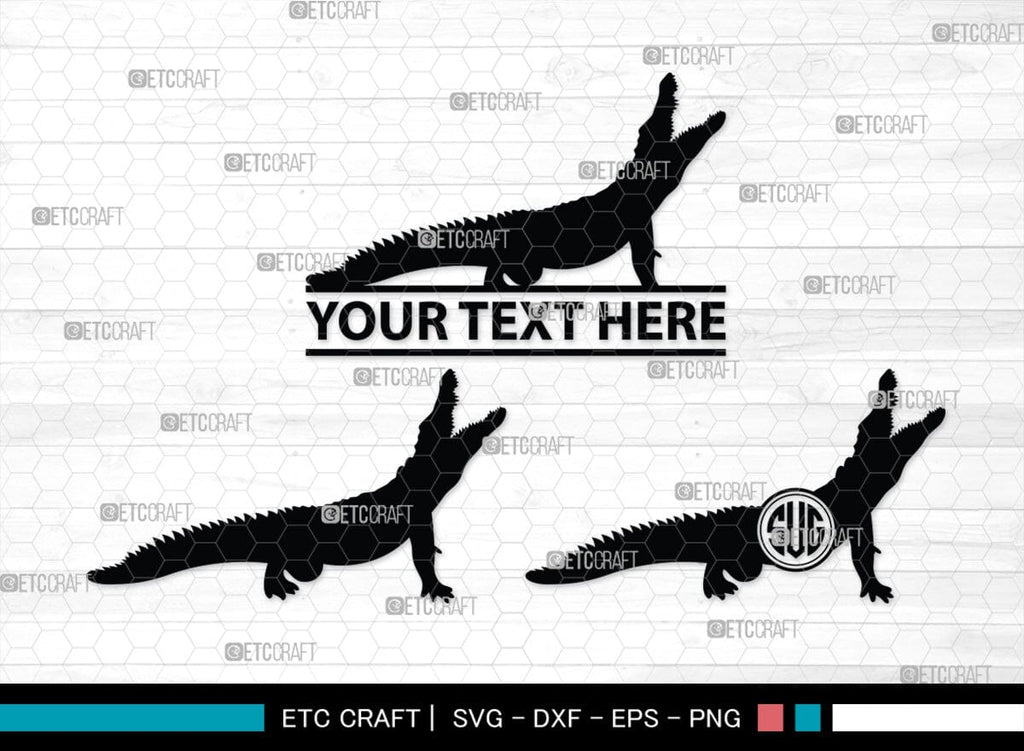 Crocodile Monogram, Crocodile Silhouette, Crocodile SVG, Caiman Svg ...