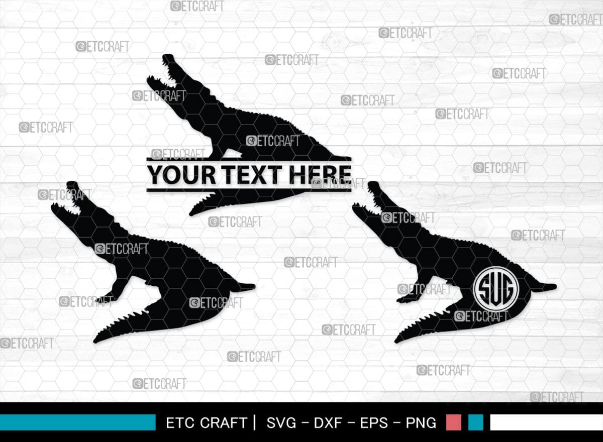 Crocodile Monogram, Crocodile Silhouette, Crocodile SVG, Caiman Svg ...