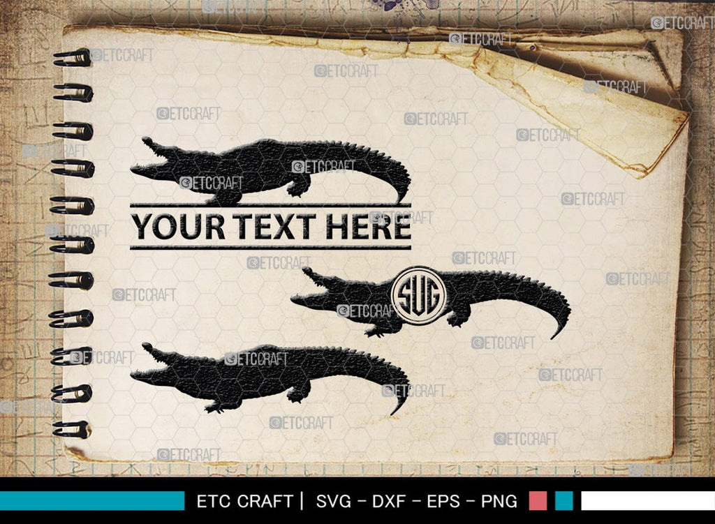 Crocodile Monogram, Crocodile Silhouette, Crocodile SVG, Caiman Svg ...