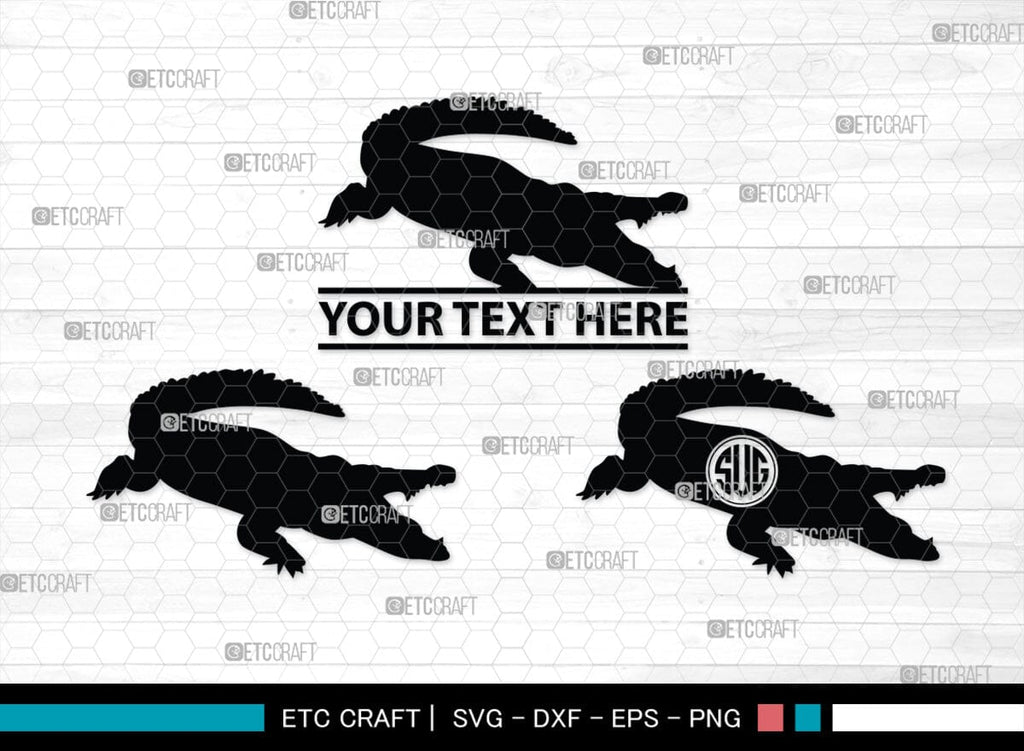 Crocodile Monogram, Crocodile Silhouette, Crocodile SVG, Caiman Svg ...