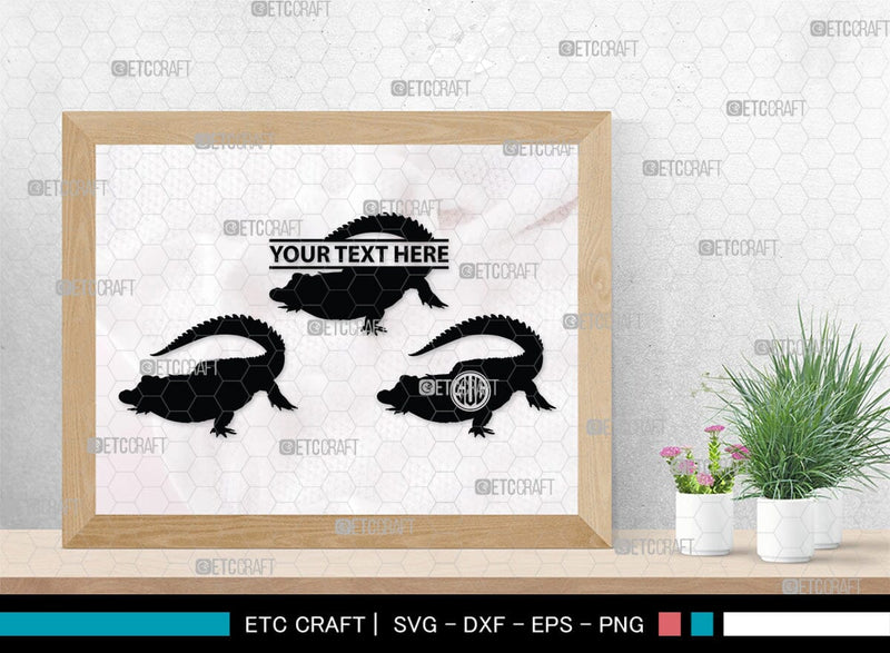 Crocodile Monogram, Crocodile Silhouette, Crocodile SVG, Caiman Svg ...