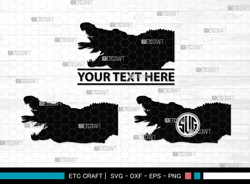 Crocodile Monogram, Crocodile Silhouette, Crocodile SVG, Caiman Svg ...