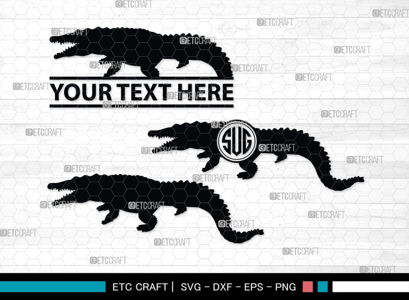 Crocodile Monogram, Crocodile Silhouette, Crocodile SVG, Caiman Svg ...