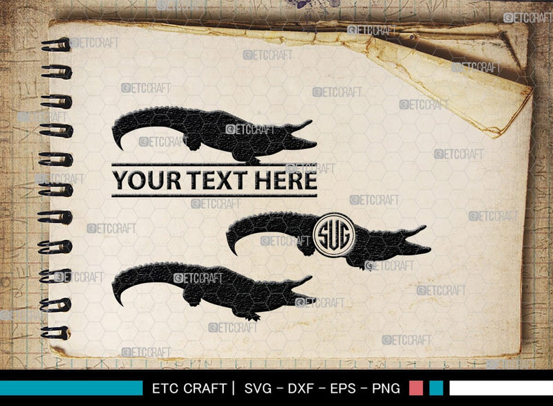 Crocodile Monogram, Crocodile Silhouette, Crocodile SVG, Caiman Svg ...