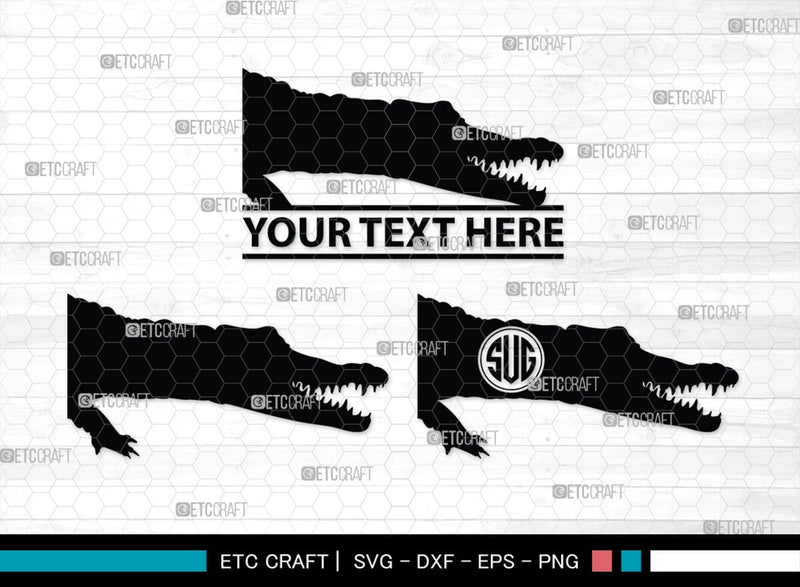 Crocodile Monogram, Crocodile Silhouette, Crocodile SVG, Caiman Svg ...