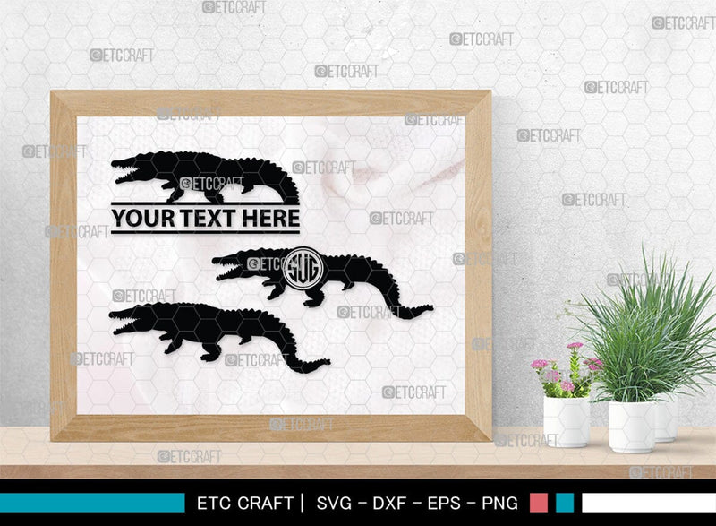 Crocodile Monogram, Crocodile Silhouette, Crocodile SVG, Caiman Svg ...