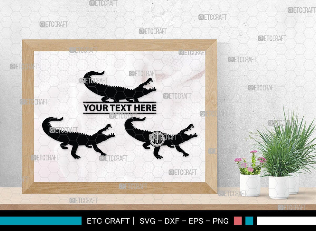 Crocodile Monogram, Crocodile Silhouette, Crocodile SVG, Caiman Svg ...