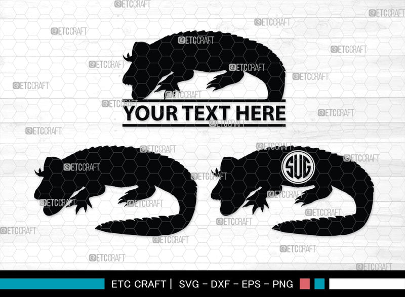 Crocodile Monogram, Crocodile Silhouette, Crocodile SVG, Caiman Svg ...