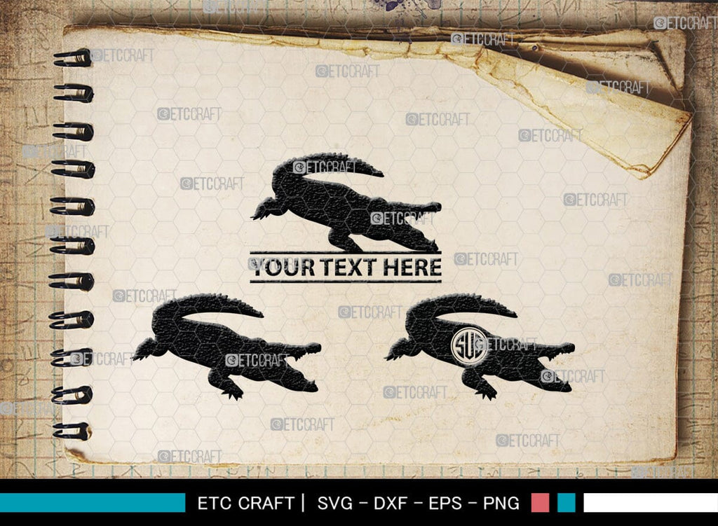 Crocodile Monogram, Crocodile Silhouette, Crocodile SVG, Caiman Svg ...