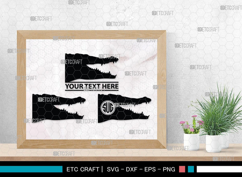 Crocodile Monogram, Crocodile Silhouette, Crocodile SVG, Caiman Svg ...