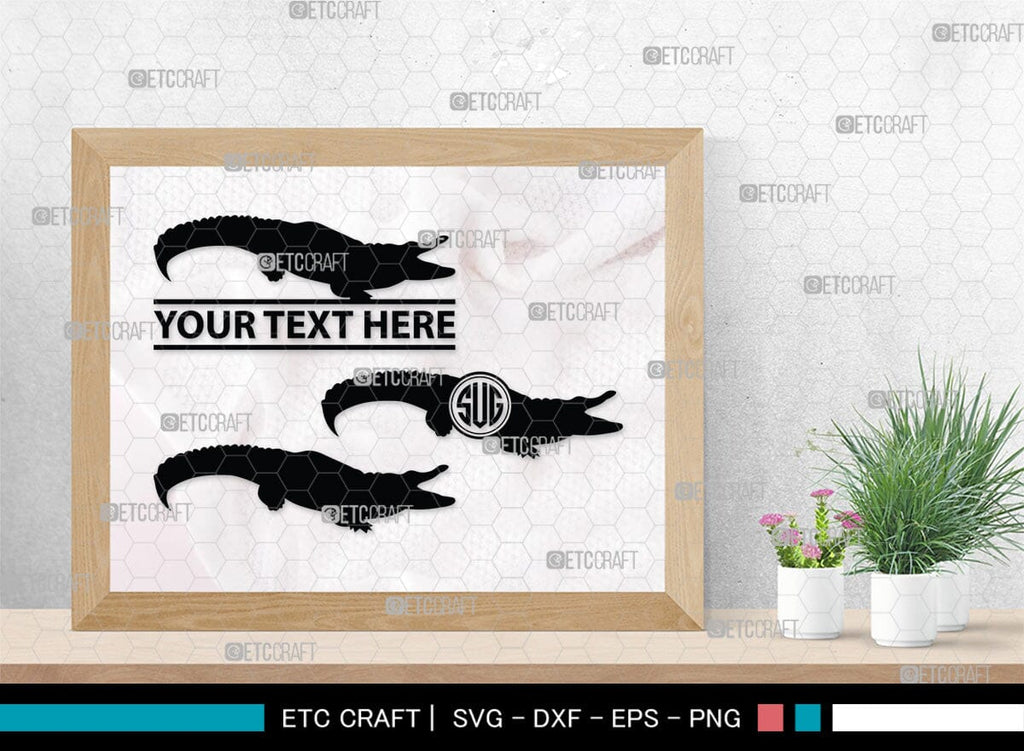 Crocodile Monogram, Crocodile Silhouette, Crocodile SVG, Caiman Svg ...