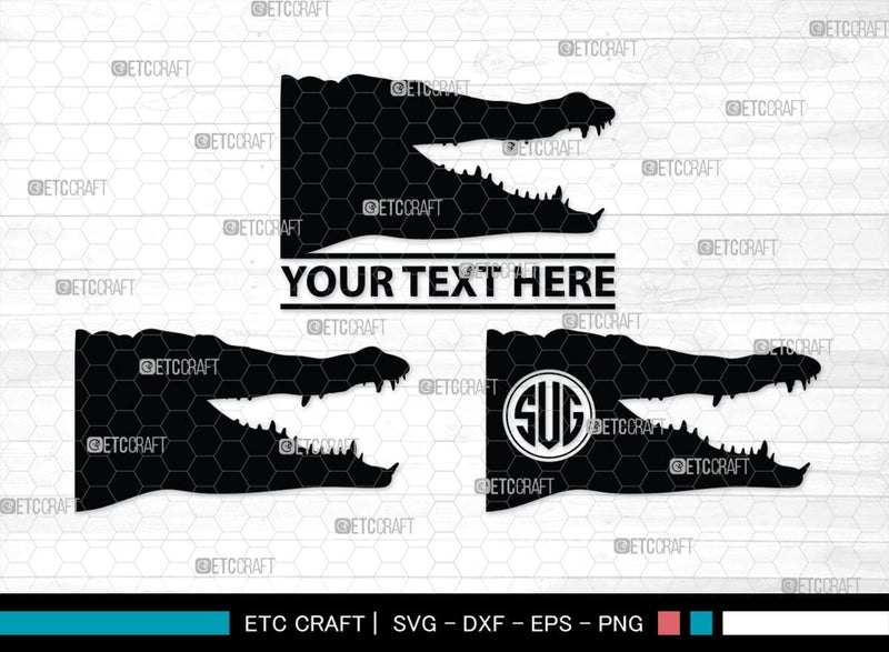 Crocodile Monogram, Crocodile Silhouette, Crocodile SVG, Caiman Svg ...