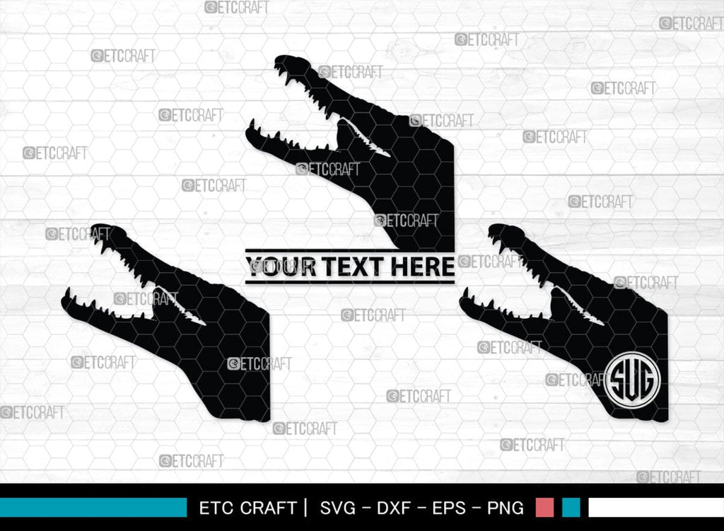Crocodile Monogram, Crocodile Silhouette, Crocodile SVG, Caiman Svg ...