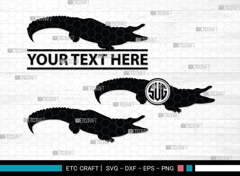 Crocodile Monogram, Crocodile Silhouette, Crocodile SVG, Caiman Svg ...