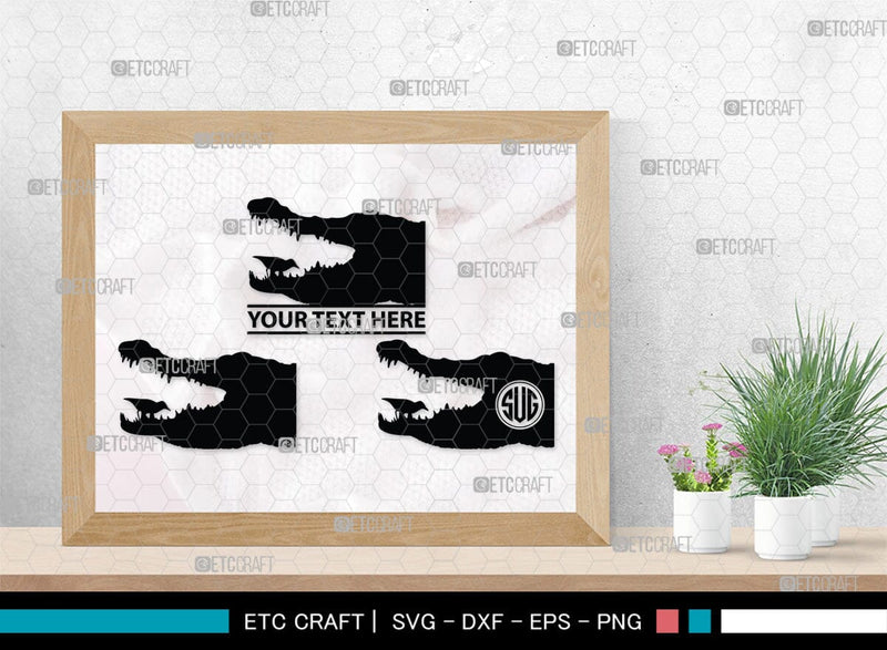 Crocodile Monogram, Crocodile Silhouette, Crocodile SVG, Caiman Svg ...