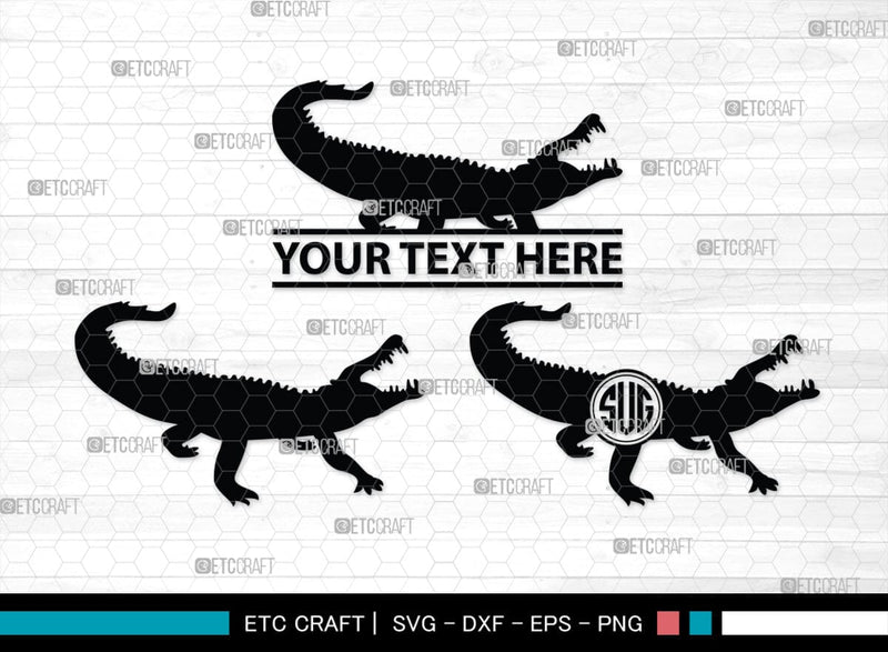 Crocodile Monogram, Crocodile Silhouette, Crocodile SVG, Caiman Svg ...