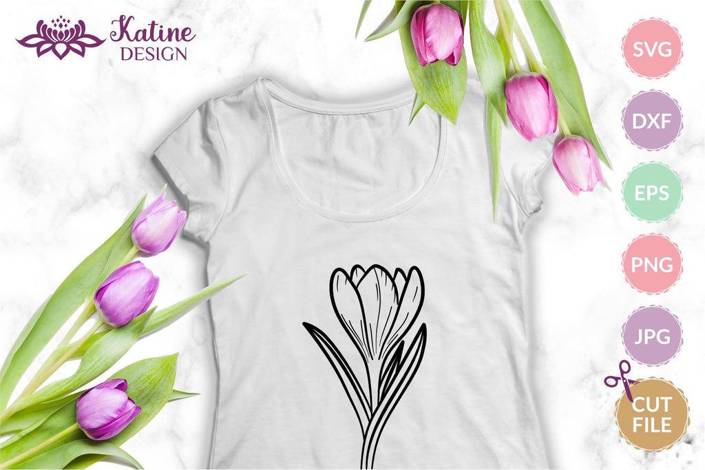 Crocus SVG, Flower Bundle SVG, Floral SVG Bundle, Hand Drawn Flowers ...