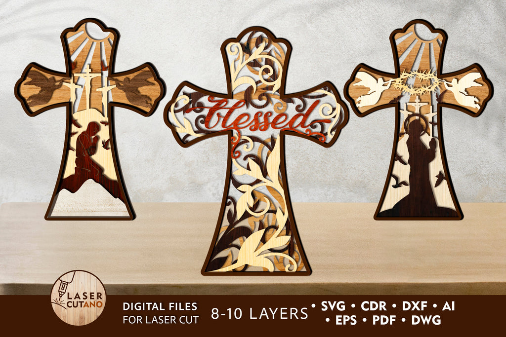 CROSS 3D Bundle, Religious Layered SVG - So Fontsy