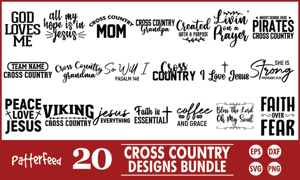 Cross Country SVG Designs Bundle - So Fontsy