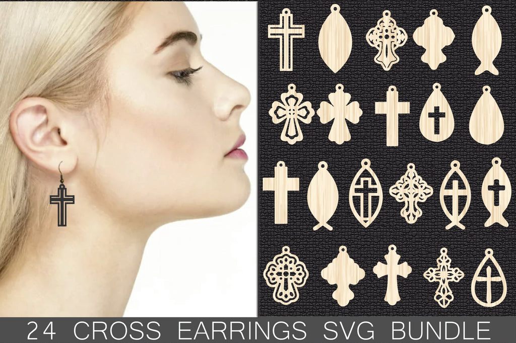 Cross Earrings PNG Bundle - So Fontsy
