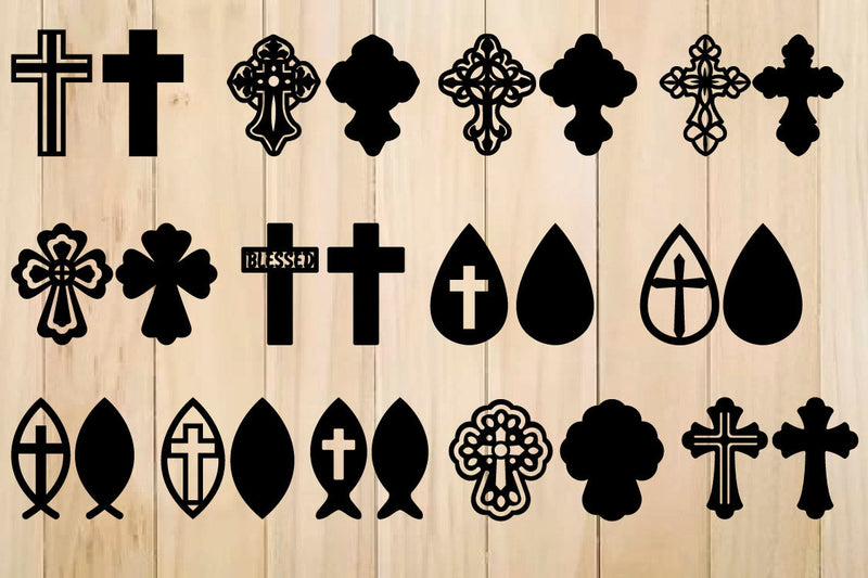 Cross Earrings SVG Bundle, Cross Template For Laser Cut - So Fontsy