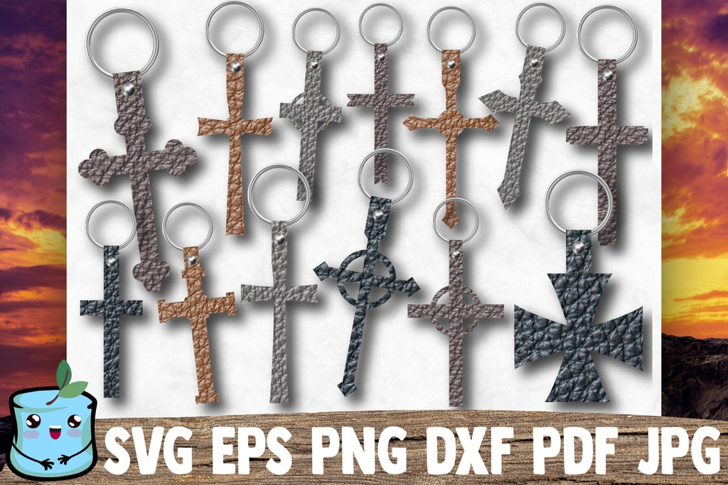 Cross Keychain SVG Bundle | Crosses Key Fob Cut Files - So Fontsy
