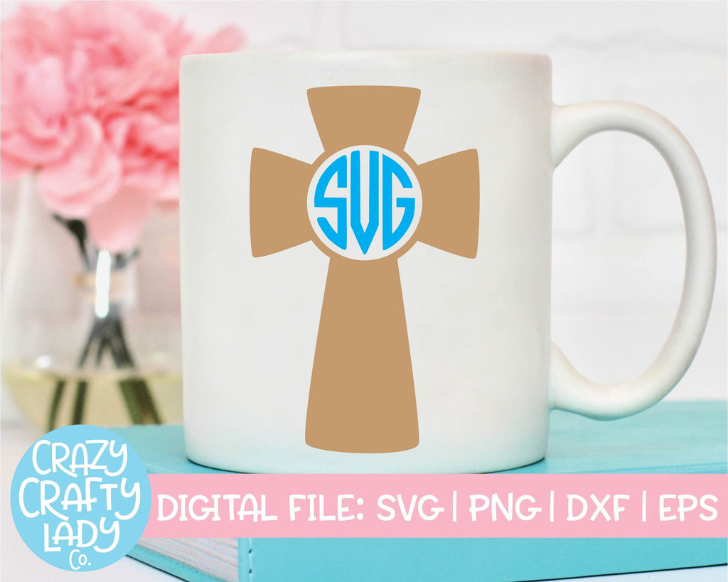 Cross Monogram Frame | Christian Faith SVG Cut File - So Fontsy