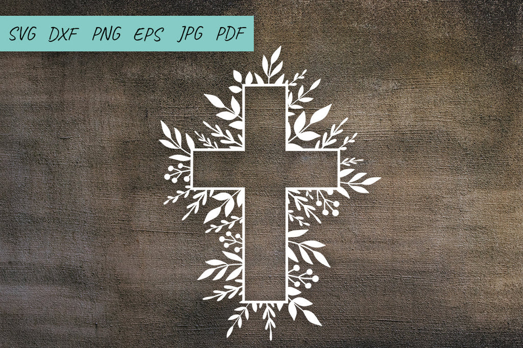 Cross SVG, Cross with leaves SVG, Faith SVG - So Fontsy