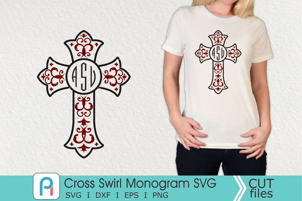 Cross Swirl Monogram Svg, Cross Svg, Cross Clip Art, Cross - So Fontsy