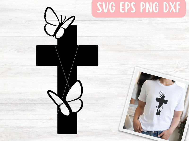 Cross with Butterflies SVG File for Cricut or Silhouette, Christian SVG ...
