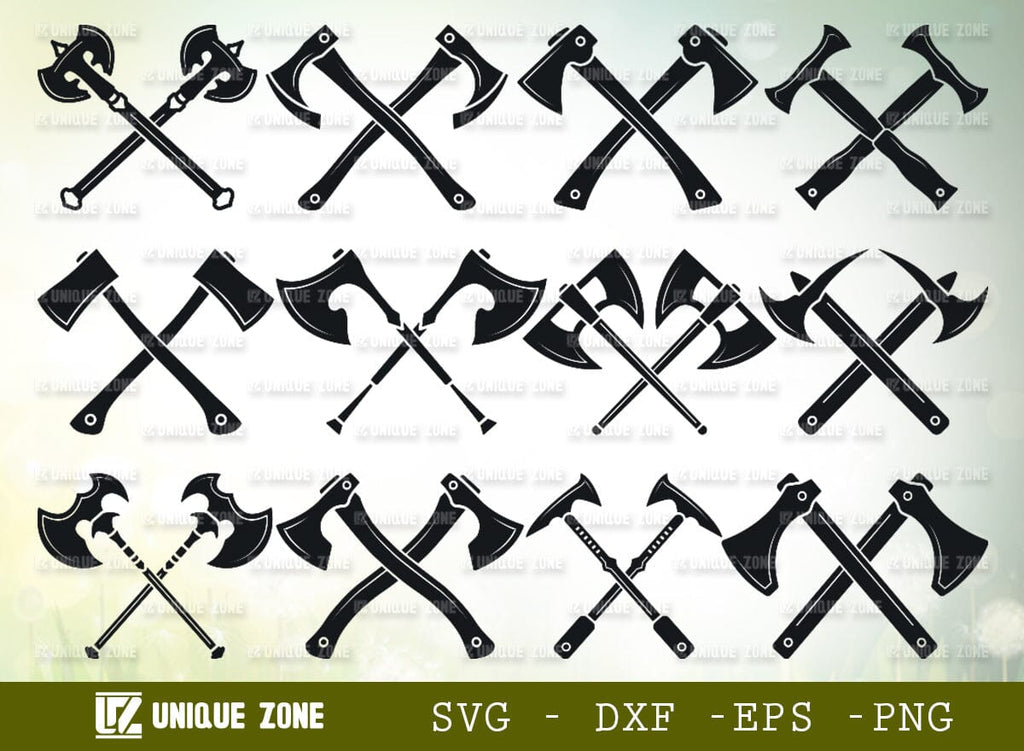 Crossed Axe SVG Bundle, Axe Silhouette, Lumberjack Axe Svg, Wood Cutter ...