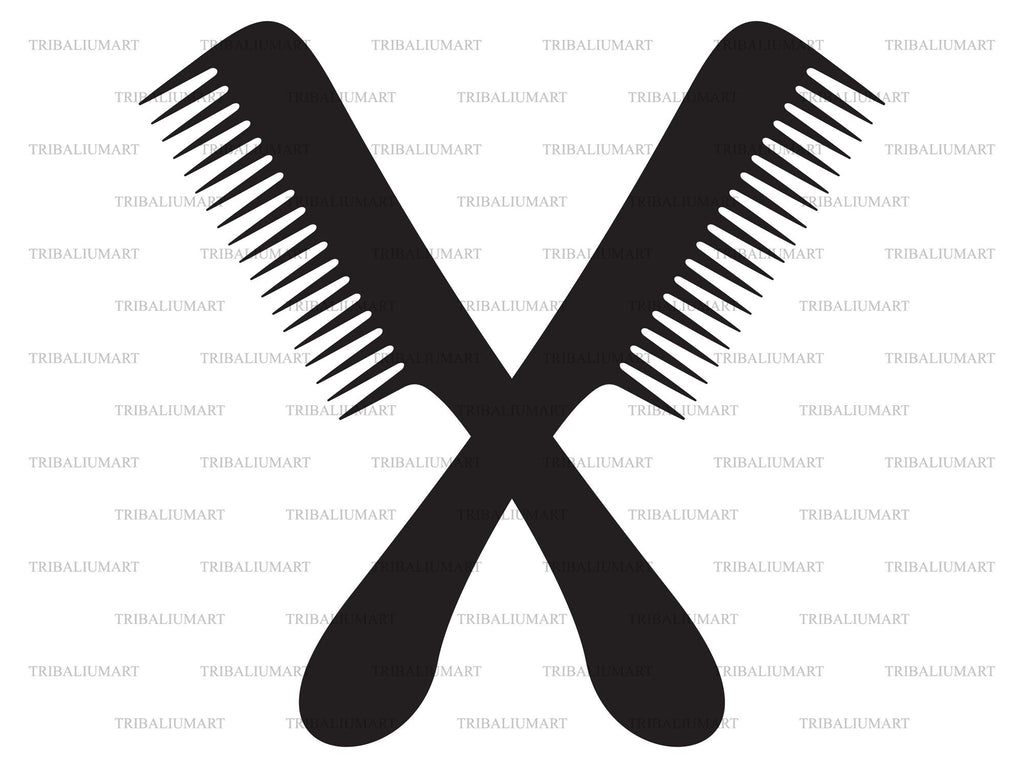 Crossed combs. Cut files for Cricut. Clip Art silhouette (eps, svg, pdf ...