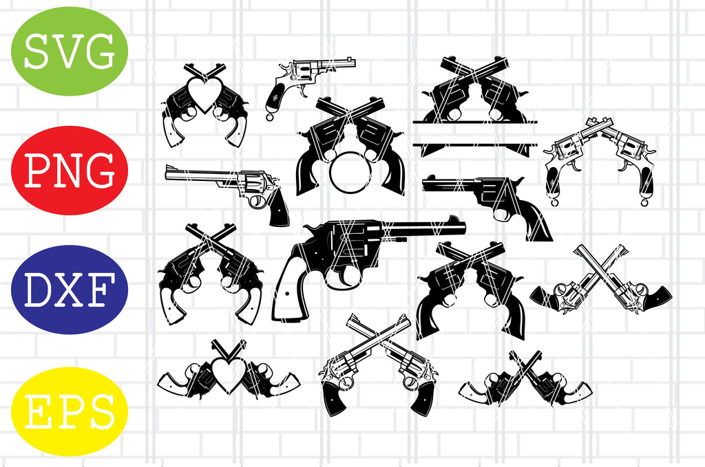 Crossed Pistols Svg, Crossed Guns Svg, Revolver svg, Handgun svg, Gun ...