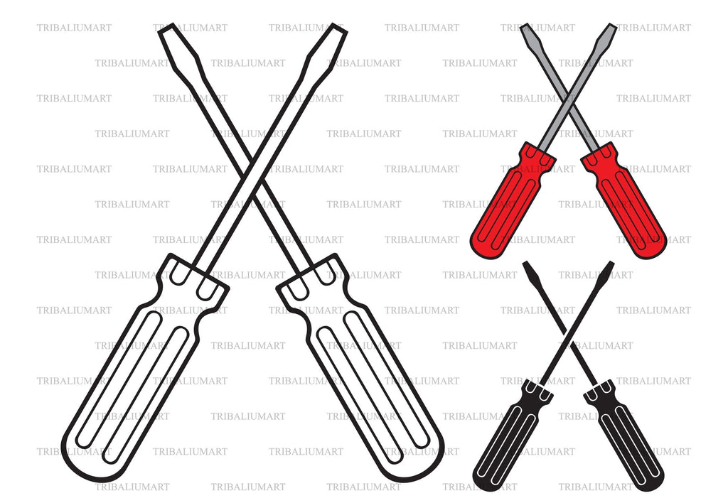 Crossed screwdrivers. Cut files for Cricut. Clip Art (eps, svg, pdf ...