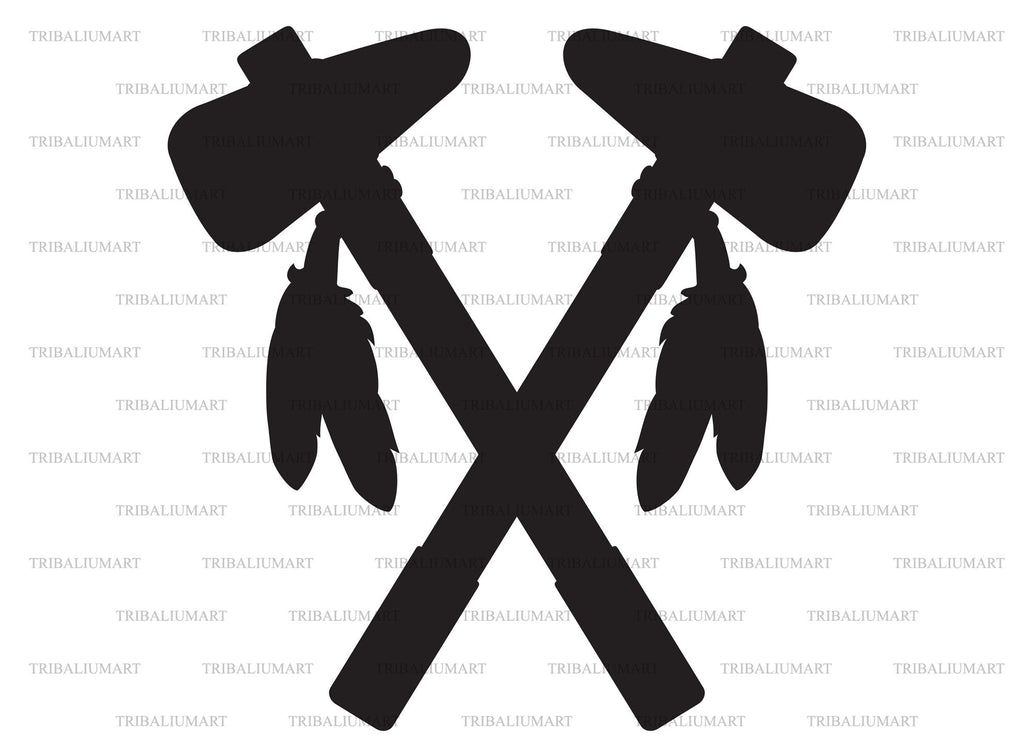 Crossed Tomahawks. Cut files for Cricut. Clip Art silhouette (eps, svg ...