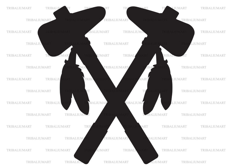 Crossed Tomahawks. Cut files for Cricut. Clip Art silhouette (eps, svg ...