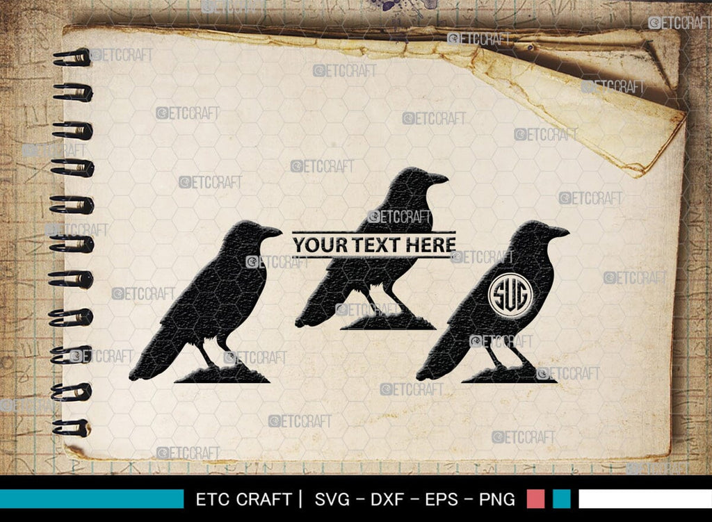 Crow Monogram, Crow Silhouette, Crow SVG, Raven Svg, Blackbird Svg ...