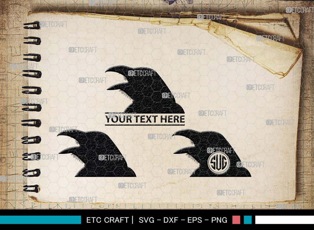 Crow Monogram, Crow Silhouette, Crow SVG, Raven Svg, Blackbird Svg ...