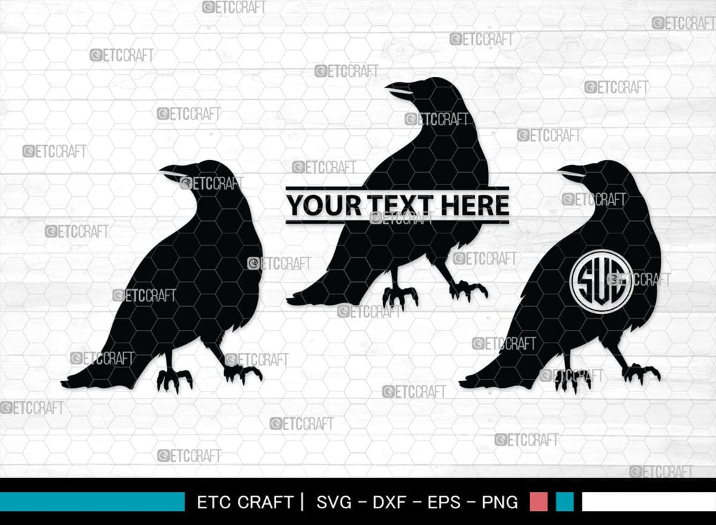 Crow Monogram, Crow Silhouette, Crow SVG, Raven Svg, Blackbird Svg ...