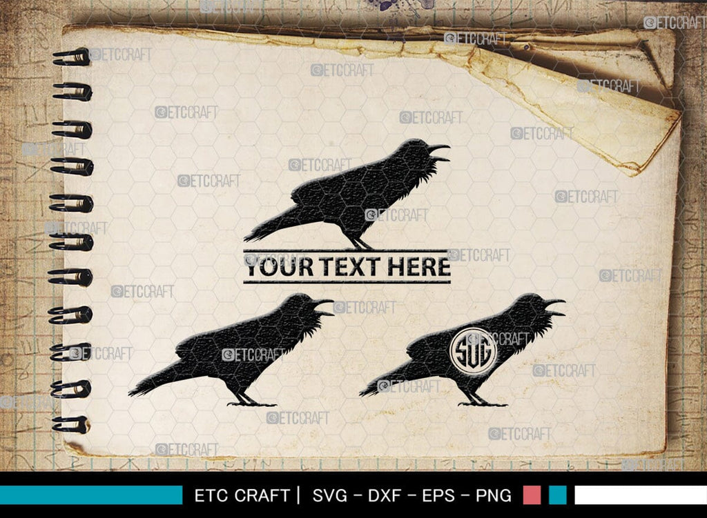 Crow Monogram, Crow Silhouette, Crow SVG, Raven Svg, Blackbird Svg ...