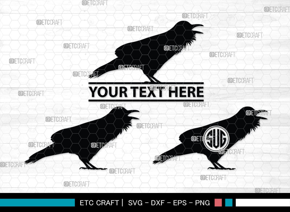 Crow Monogram, Crow Silhouette, Crow SVG, Raven Svg, Blackbird Svg ...