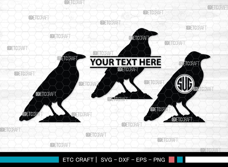 Crow Monogram, Crow Silhouette, Crow SVG, Raven Svg, Blackbird Svg ...