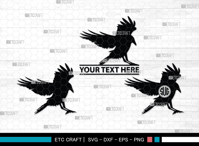 Crow Monogram, Crow Silhouette, Crow SVG, Raven Svg, Blackbird Svg ...