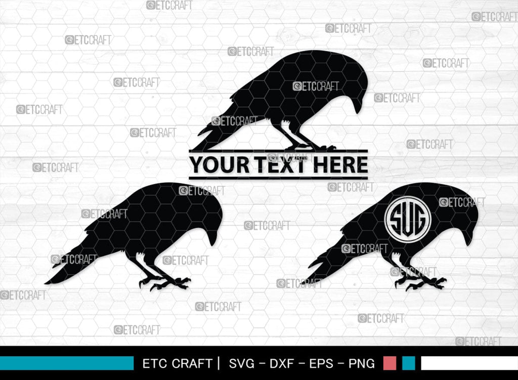 Crow Monogram, Crow Silhouette, Crow SVG, Raven Svg, Blackbird Svg ...
