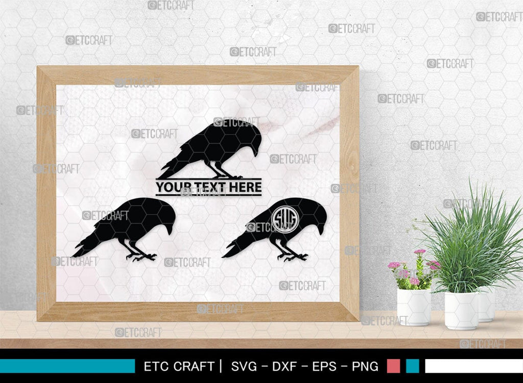 Crow Monogram, Crow Silhouette, Crow SVG, Raven Svg, Blackbird Svg ...